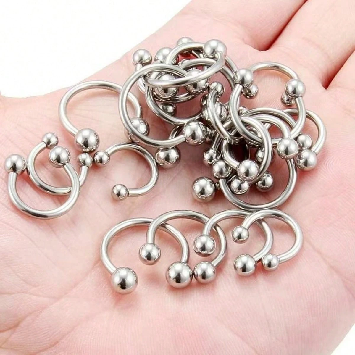 24pcs 16G Stainless Steel C-Shape Nose Rings, Eyebrow Rings, Earrings ...