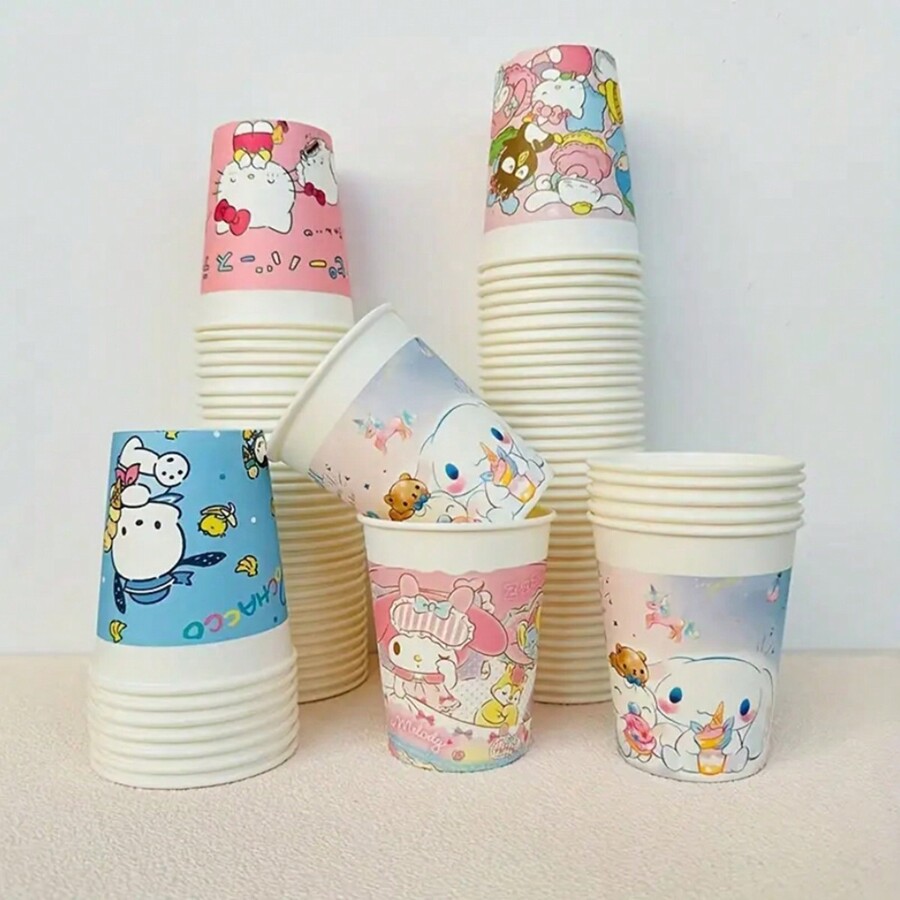 Sanrio 50pcs Sanrio Disposable Paper Cups, Cute Cartoon Coffee, Milk ...