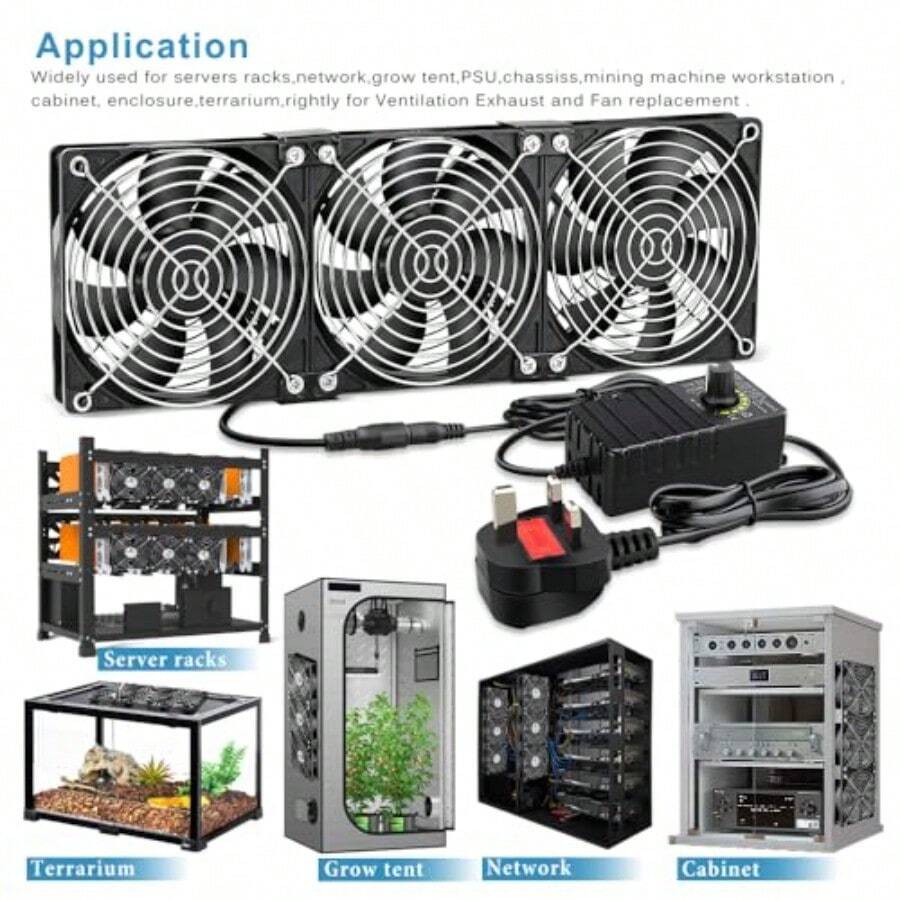 4 X 120mm 12V Computer Fan With AC 220V Power Adjustable Fan Speed ...