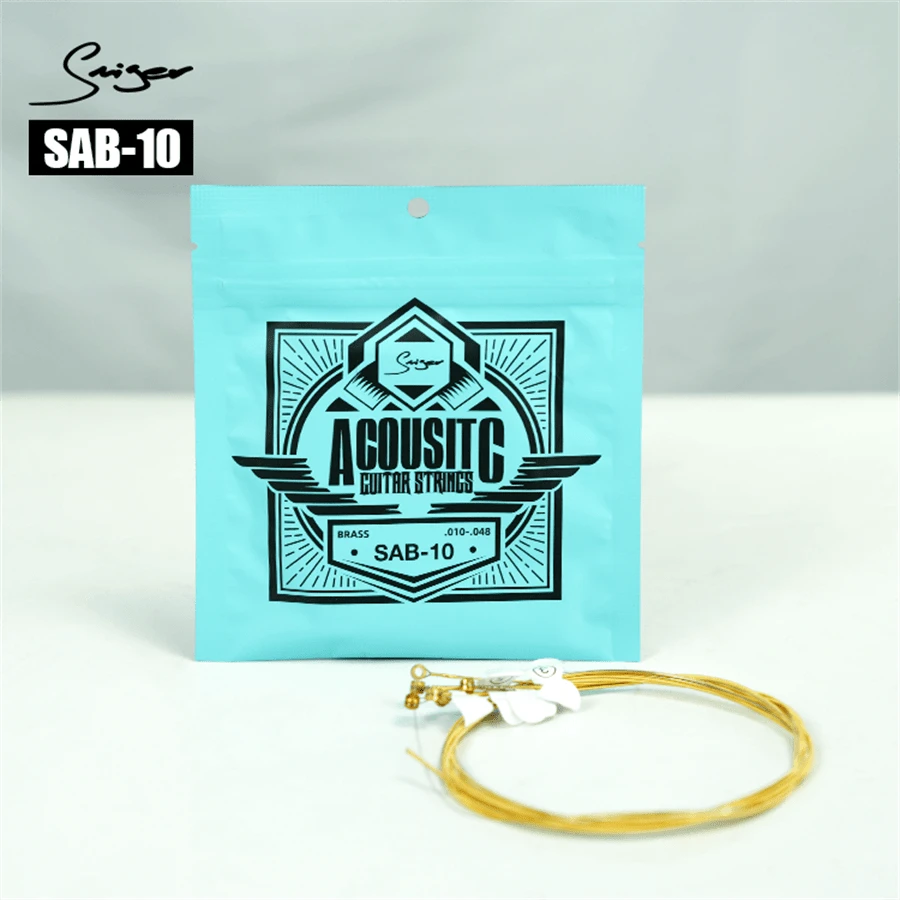 Smiger 3 Packs Light Acoustic Guitar Strings Set Brass Coated 6 Hex ...