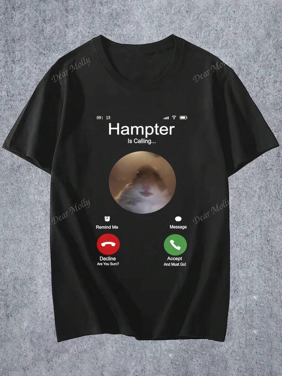 Oversized Short Sleeve Funny Hamster Calling Meme T-Shirt, Cute Gift ...