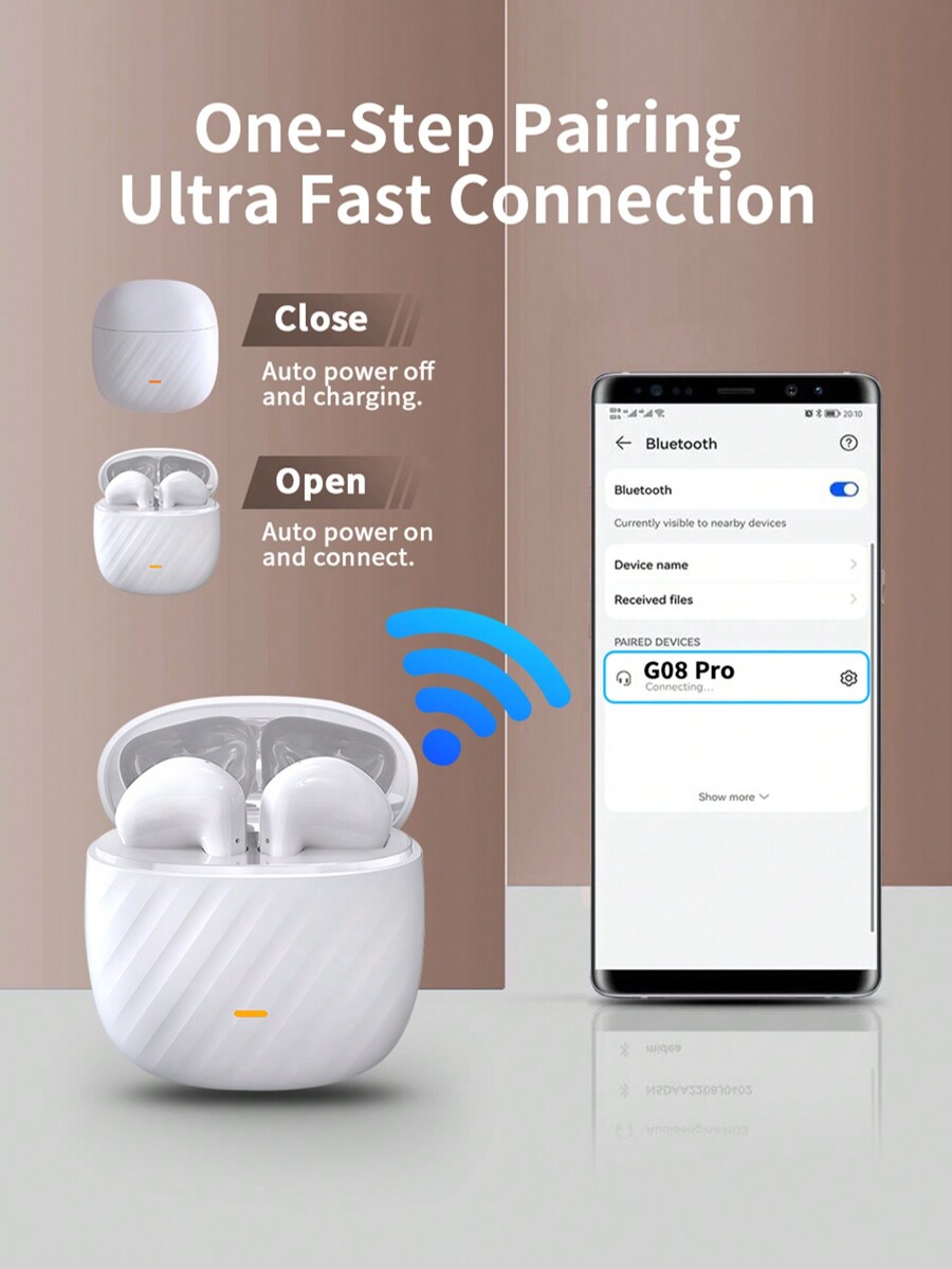 Wireless Earbuds Half-In Ear Light-Weight Headphones Built-In ...