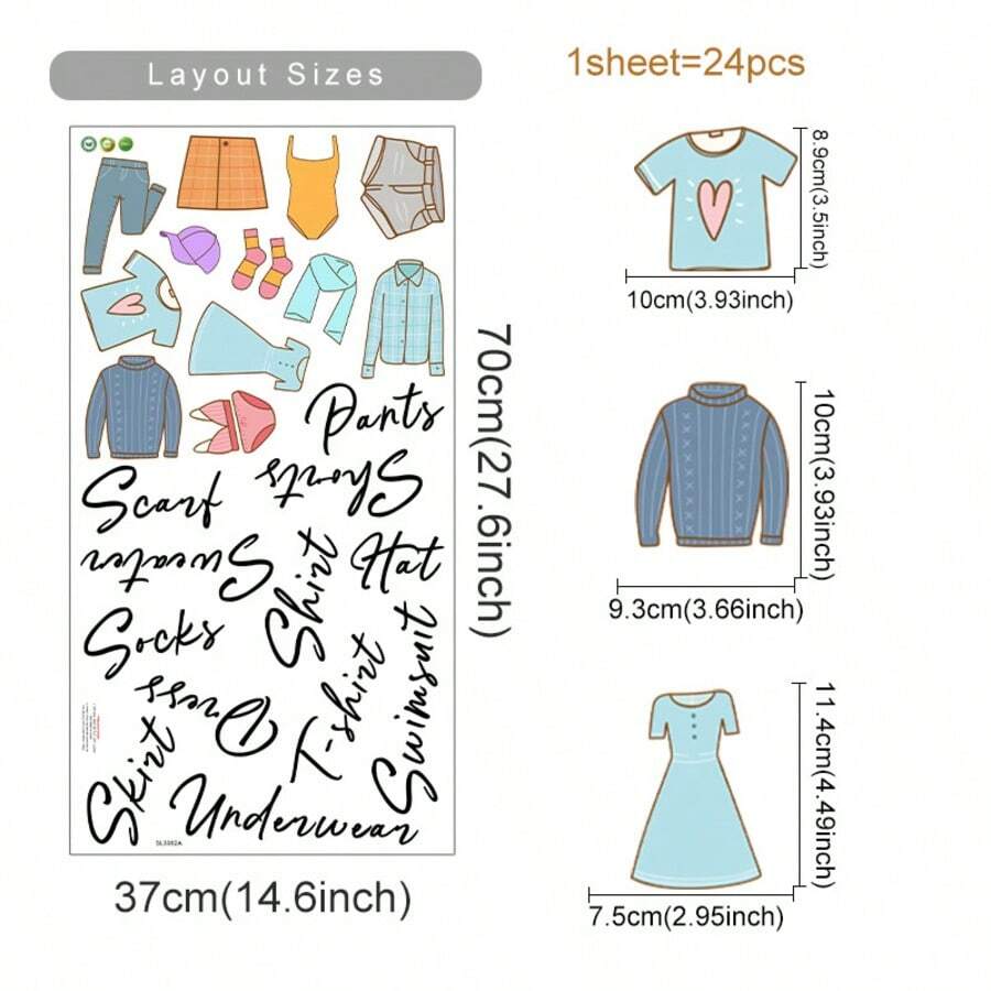 Removable Clothing Label Decal For Wardrobe Clothing Classification ...