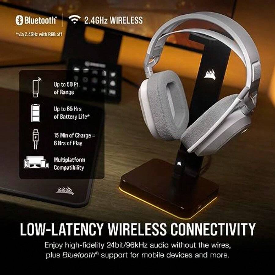 CORSAIR HS80 RGB Over Ear WIREL Multiplatform Gaming Headset Dolby ...