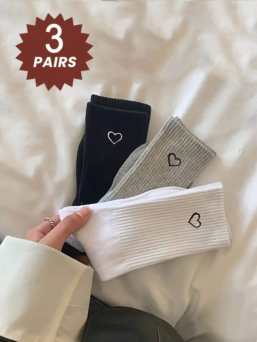 3 Pairs Of Heart-Shaped Socks, Men's And Women's Long Tube Socks ...