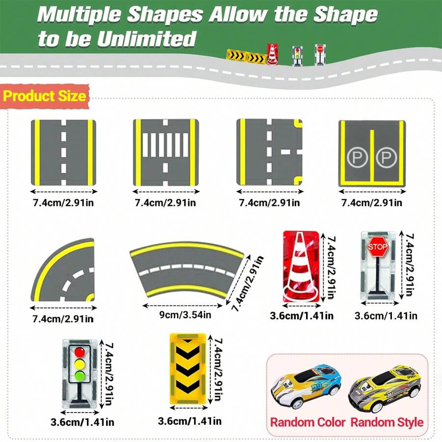 Magnetic Road Set With Car Set Magnet Building Blocks For Children's ...