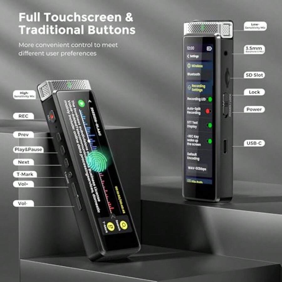 72GB Digital Voice Recorder Full Touchscreen Innioasis R1 AI ...
