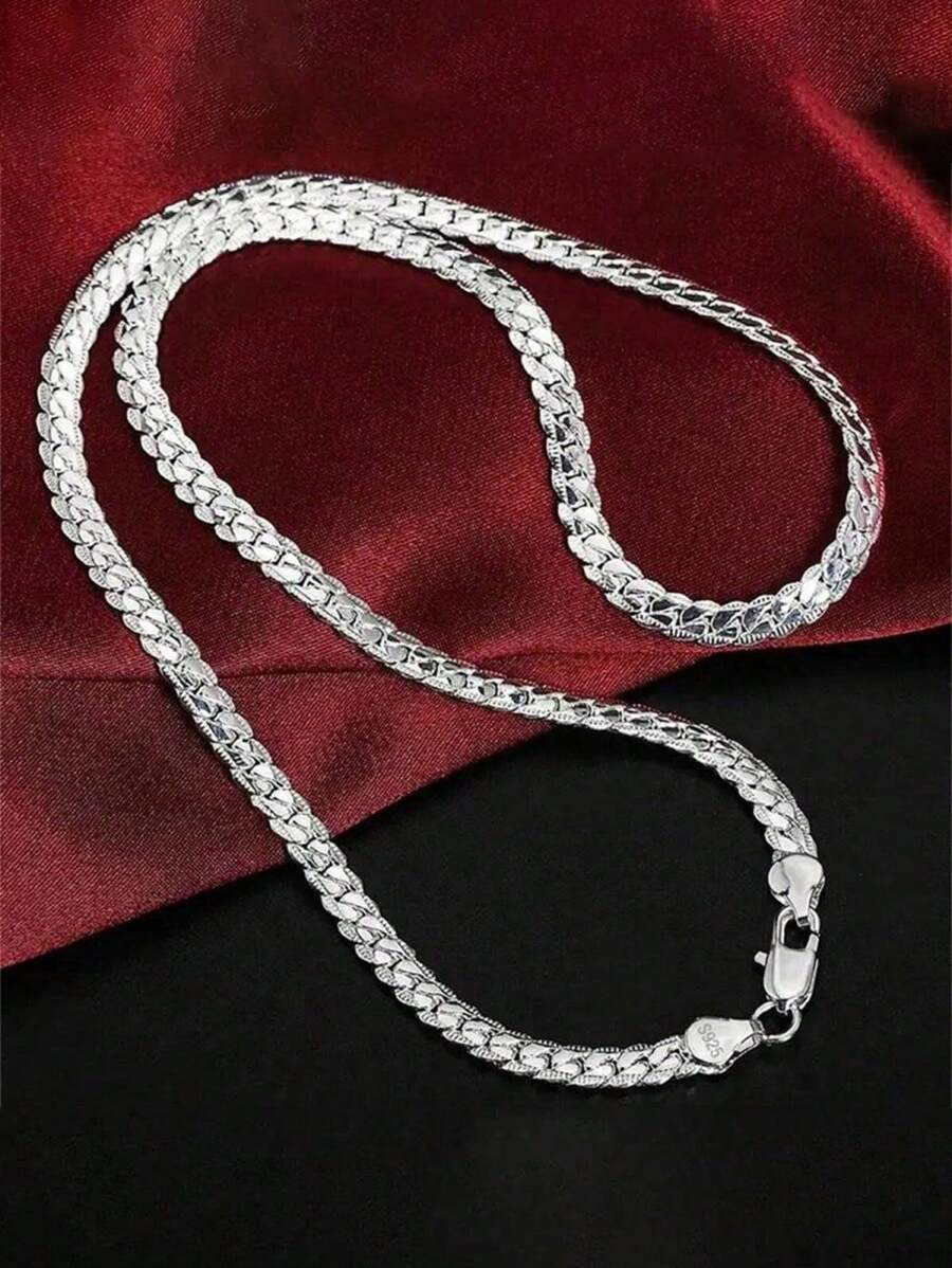 1pc S925 Sterling Silver Side Chain Necklace, Fashion Necklace Jewelry ...