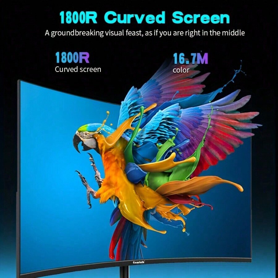 GAWFOLK Gawfolk Monitor da gaming curvo da 27 pollici 1K 180Hz, Schermo ...