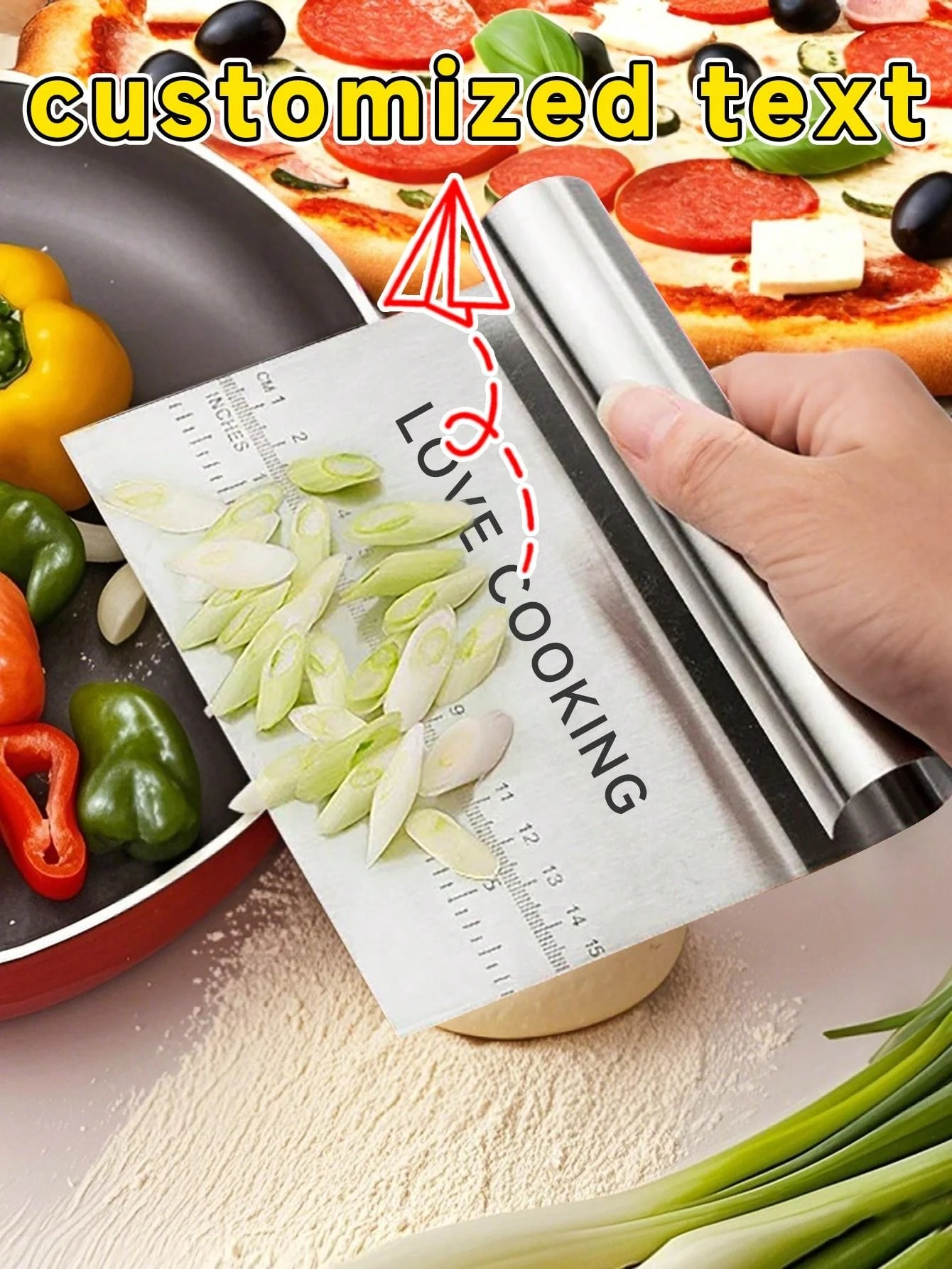 Personalized DOUGH SCRAPER Bench Cutter Chopper Pastry Kitchen Cooking ...