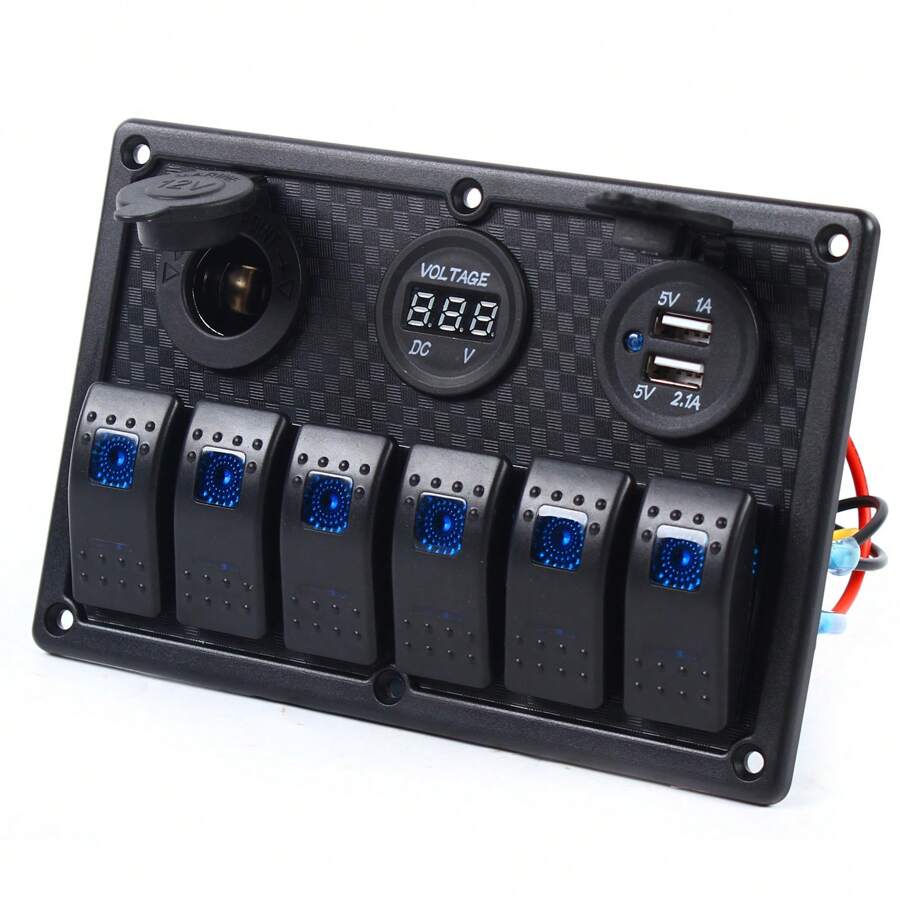LED Switching Panel Car Boat Double Switch 6-Speed Switchboard ...