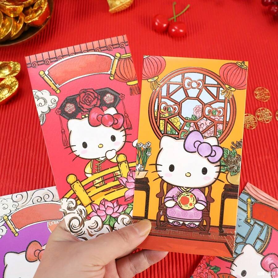 Sanrio 4pcs Sanrio Hello Kitty Palace Style New Year Red Packet Retro ...