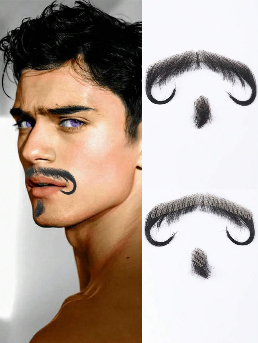 Silky Lace Beard Men's Fake Beard Real Hair Handmade Role Playing ...