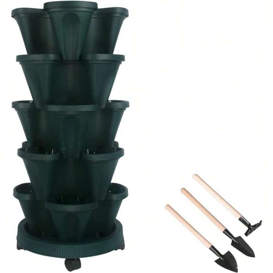 Stand Stacking Strawberry Planting Pots Vertical Planter Flower Garden ...