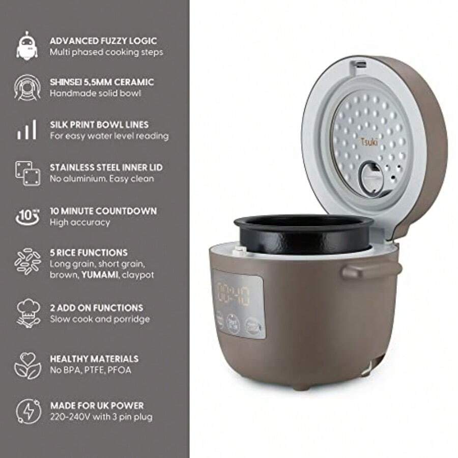 Mini Rice Cooker Shinsei Ceramic Bowl 2.5 Cups 0.45 Litre 5 Cooking ...