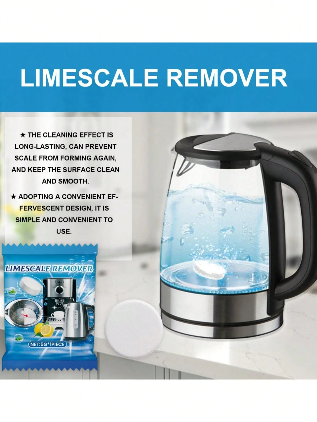 rayhong Limescale Cleaning Effervescent Tablets - Clean & Renew Kettles ...
