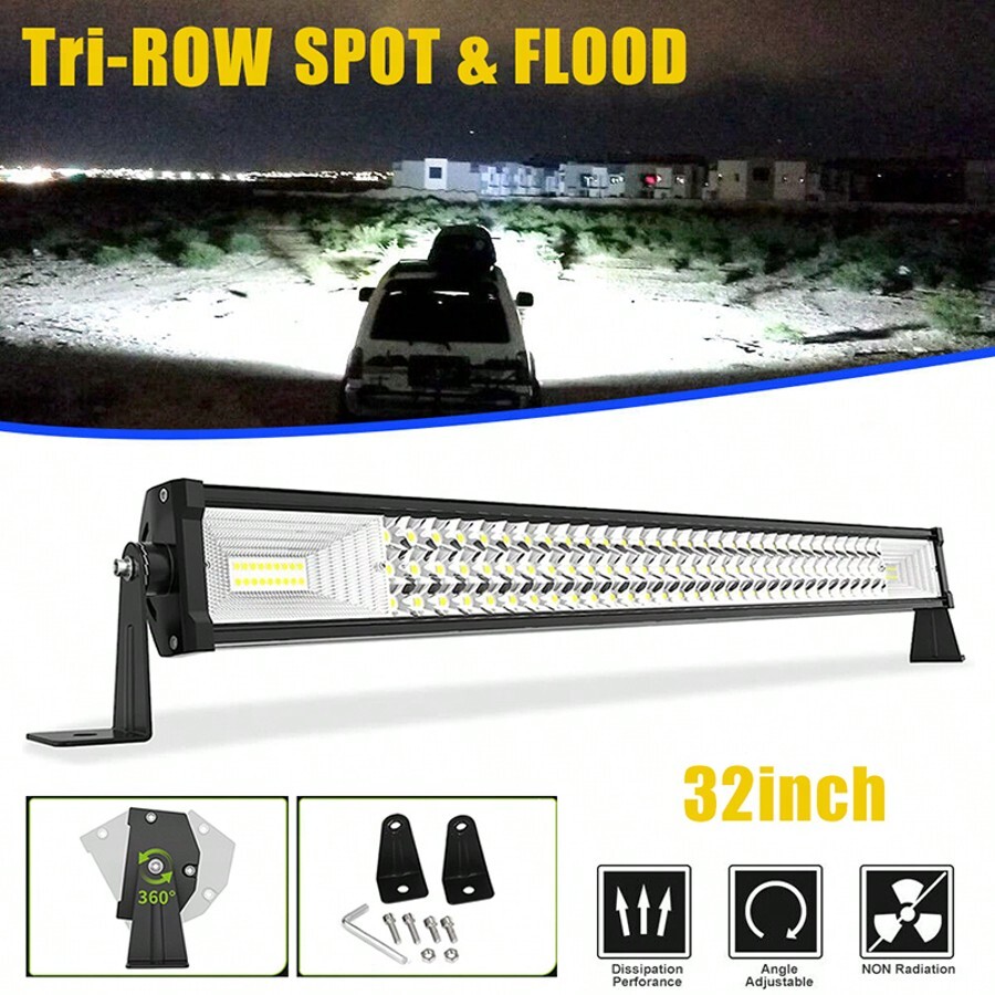 32 Inch LED Light Bar Triple Row Flood Spot Combo Beam 270W 27000lm ...