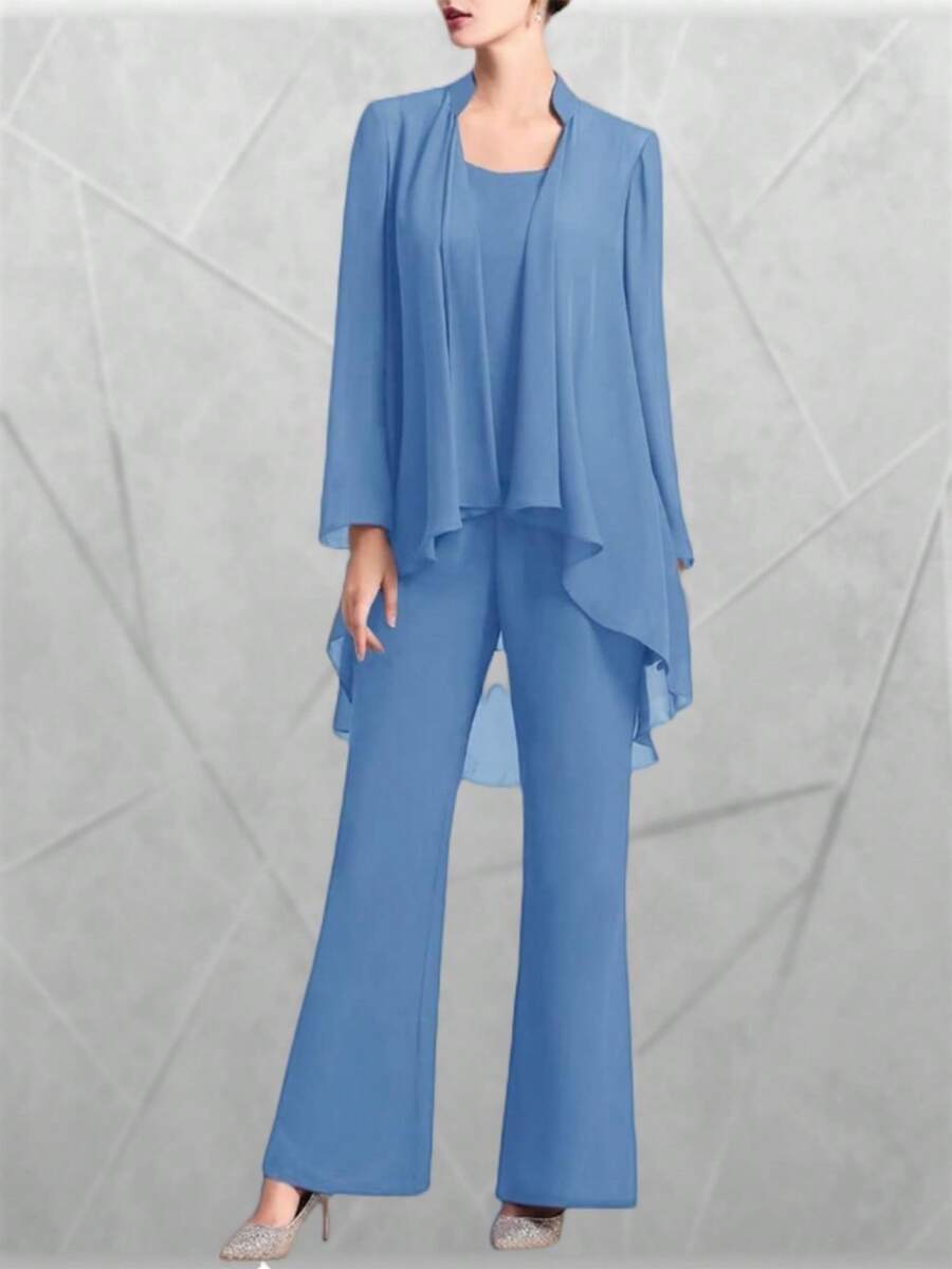 Chic Women's Mother Of The Bride 3 Piece Chiffon Pants Suit Set For ...