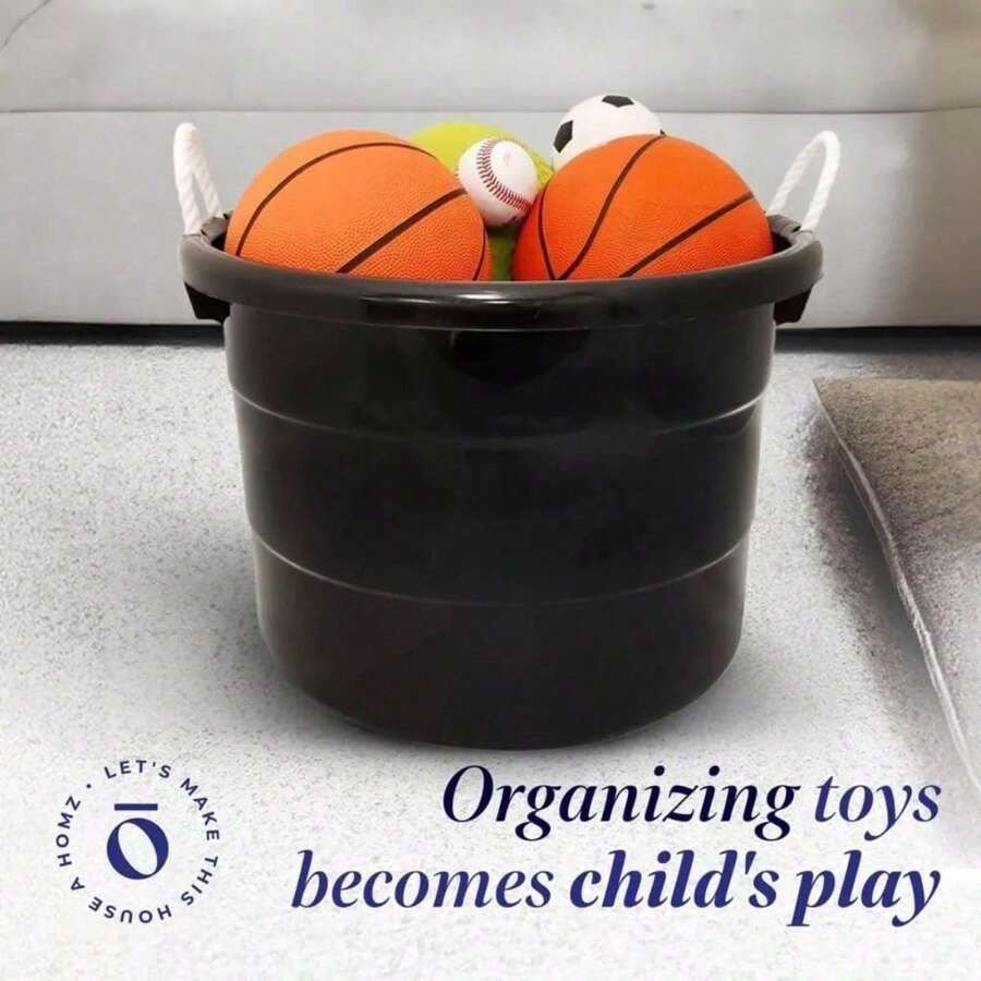 (2 Pack) - 18 Gallon Round Storage Tub With Rope Handles, Open Top ...