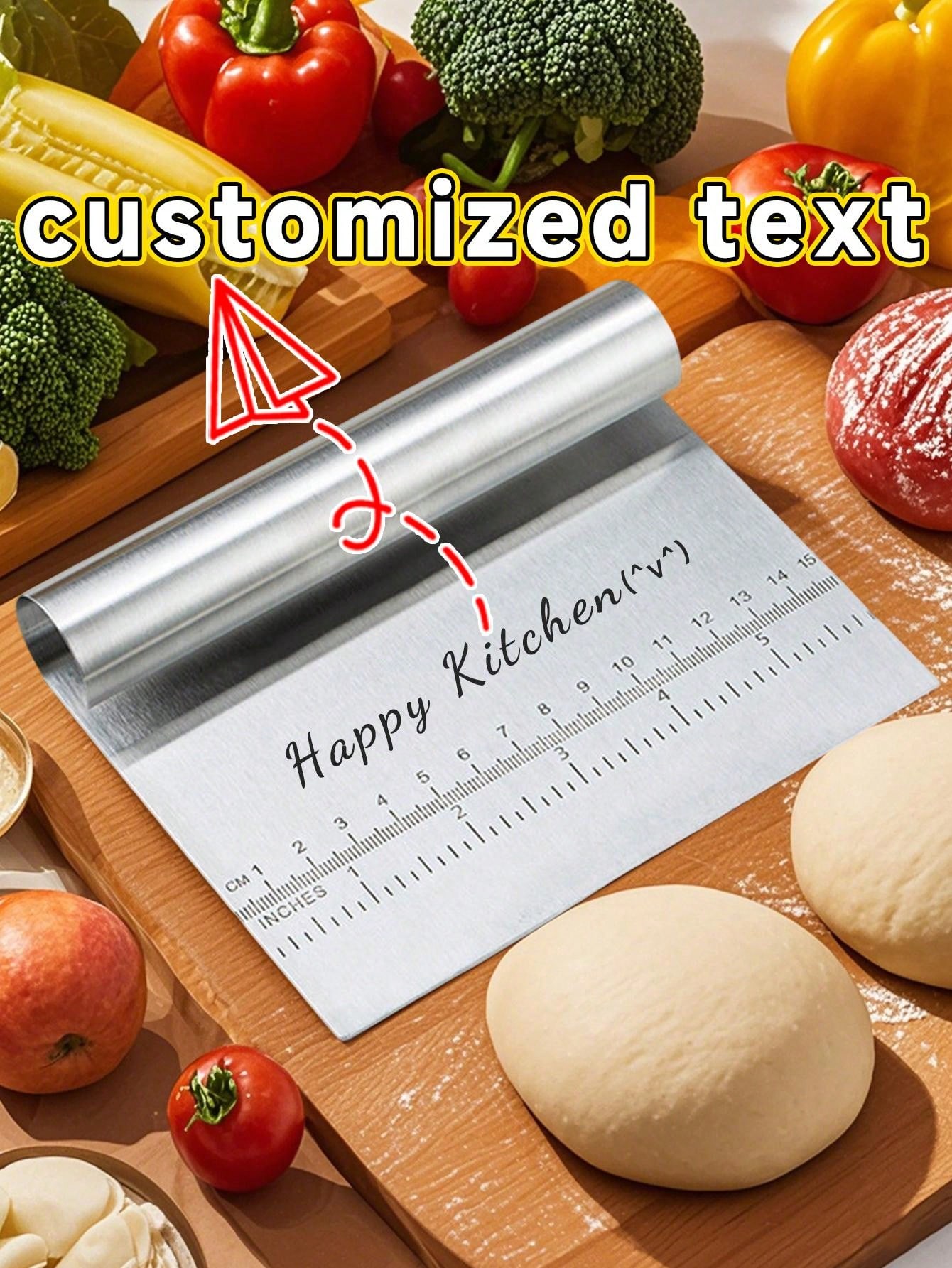 Personalized DOUGH SCRAPER Bench Cutter Chopper Pastry Kitchen Cooking ...