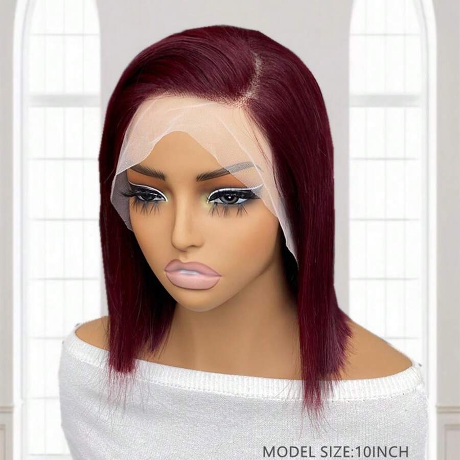 13x4 Frontal Transparent Lace Short Straight Bob Human Hair Wigs For ...