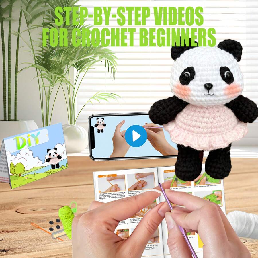 DIY Valentinstags Panda Häkelset für Anfänger, Amigurumi gefüllte Tiere - Geschenk Tier ...