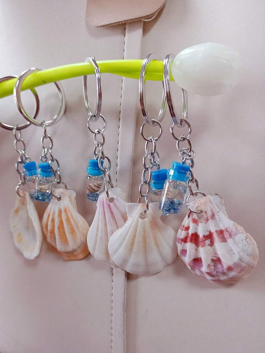 1pc Random Color Acrylic Floating Seashell Car Keychain, Drift Bottle ...