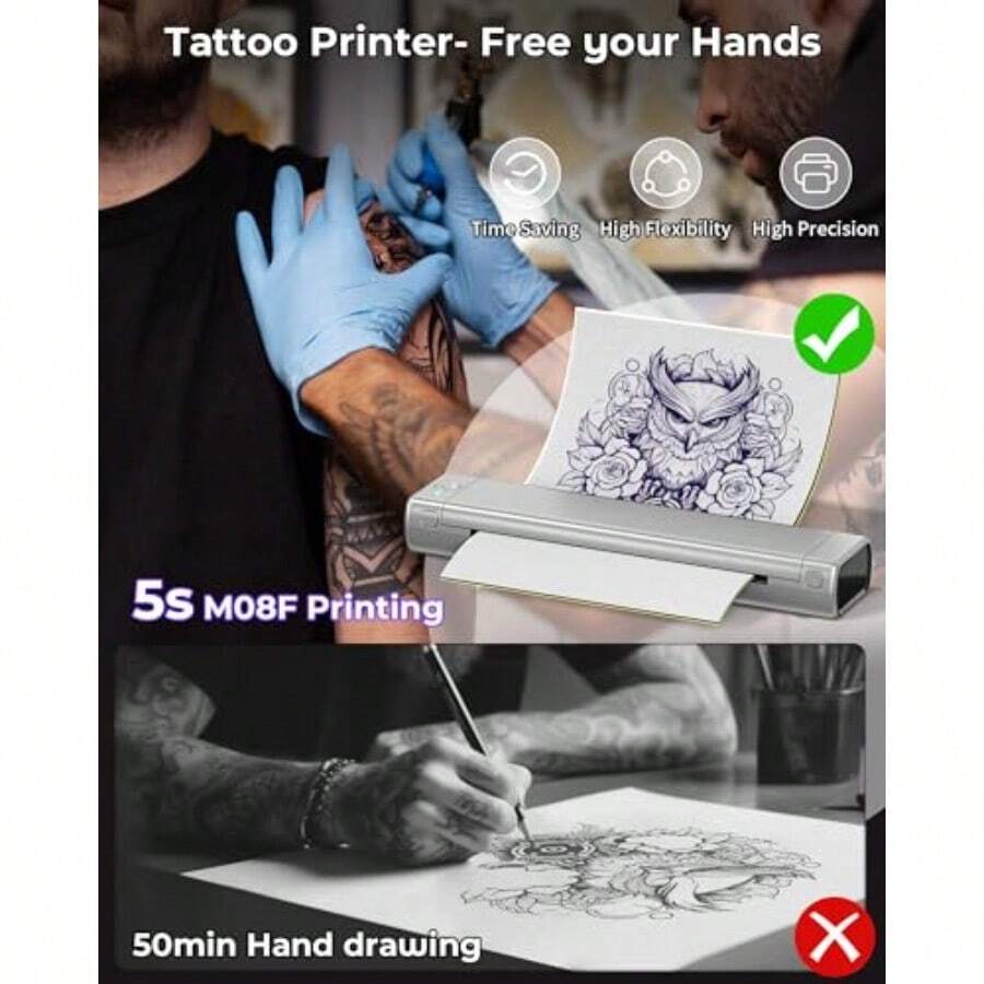 M08F Thermal Tattoo Printer Bluetooth Tattoo Stencil Printer Copier ...