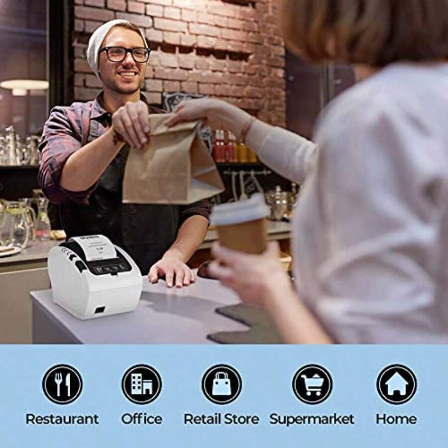 WiFi Thermal Receipt Printer 80mm POS Printer With USB LAN RS232 Ports ...