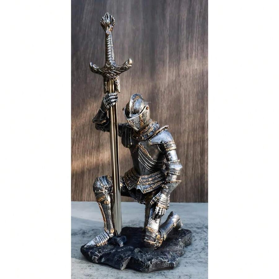 The Accolade Kneeling Medieval Knight King Arthur With Excalibur Sword ...