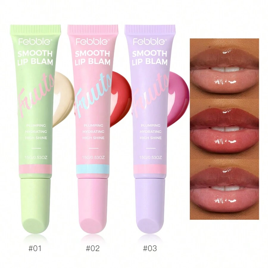 Febble, 3 Packs, Crystal Clear Jelly Lip Oil Lipstick, Moisturizing And ...