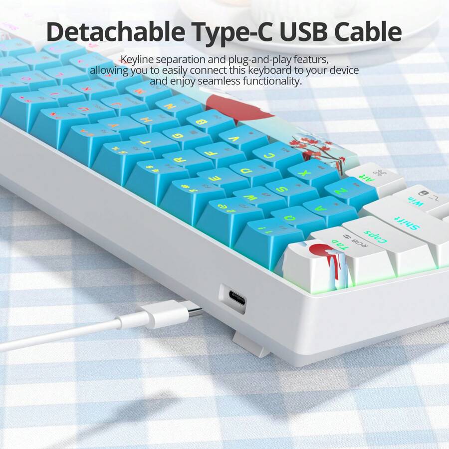 SURMEN Portable 60% Mechanical Gaming Keyboard,61 Keys Compact RGB LED ...