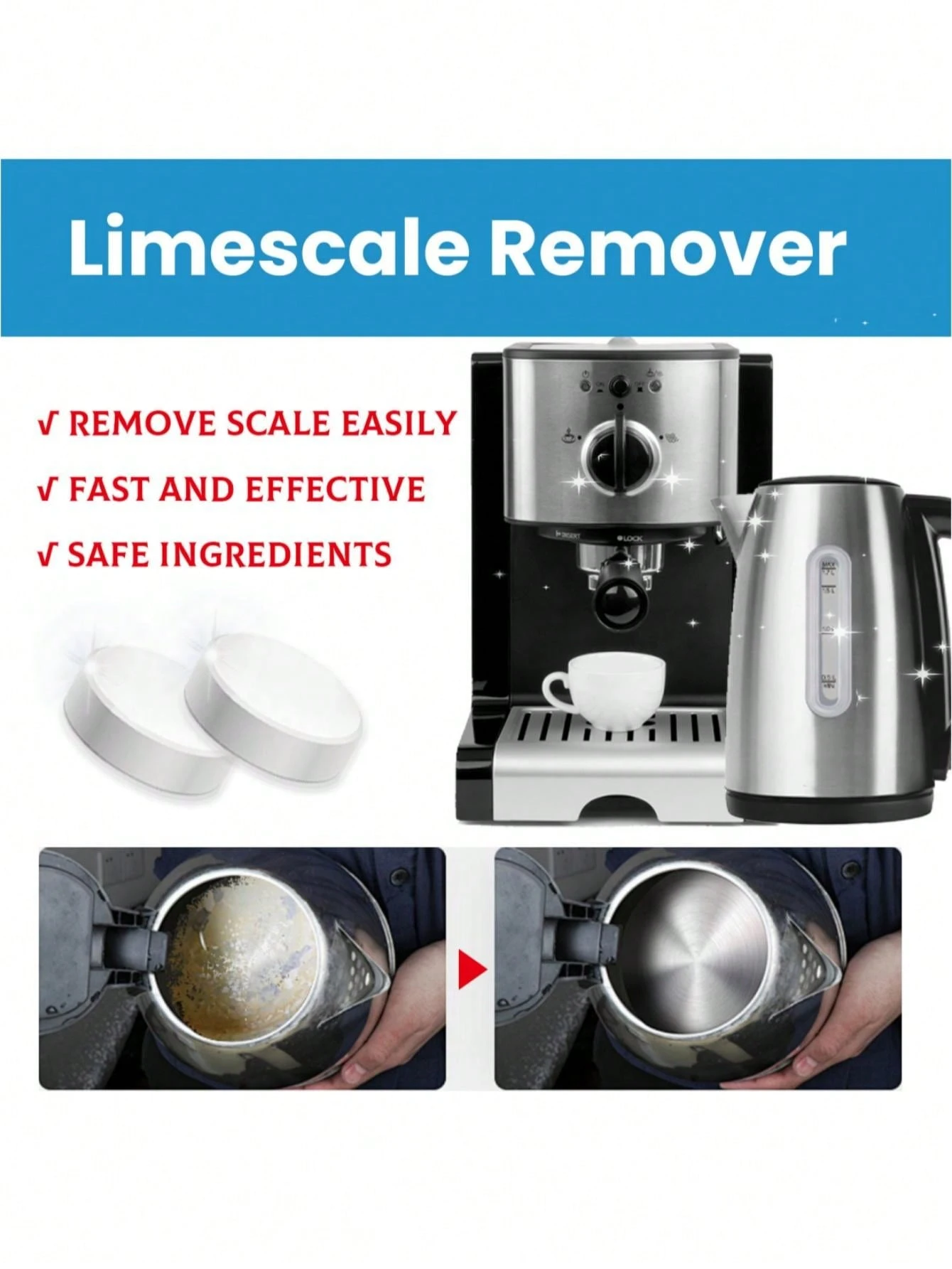 rayhong Limescale Cleaning Effervescent Tablets - Clean & Renew Kettles ...