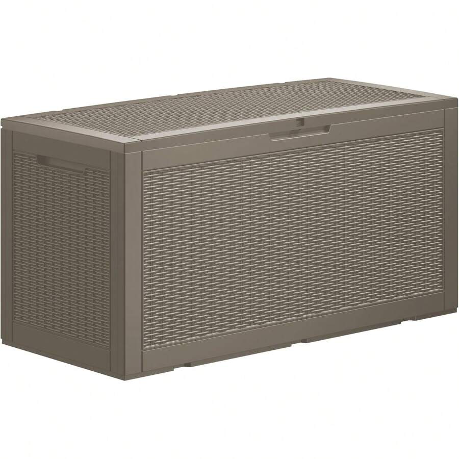 100 Gallon Lockable Resin Deck Box, Waterproof & UV-Resistant Outdoor ...