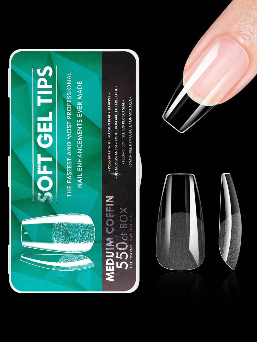 600 pezzi Punte per unghie finte a copertura completa, stile stiletto ...