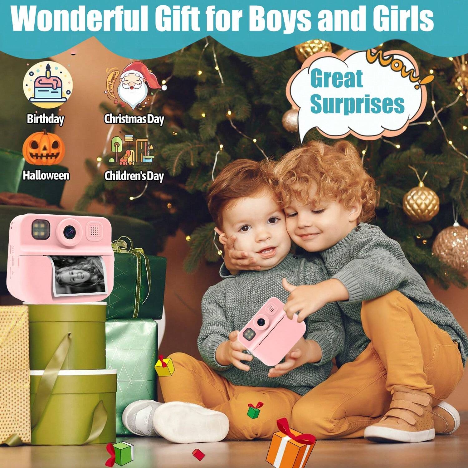 Instant Print Camera For Kids, Girls Boys Instant Print Photo Camera ...