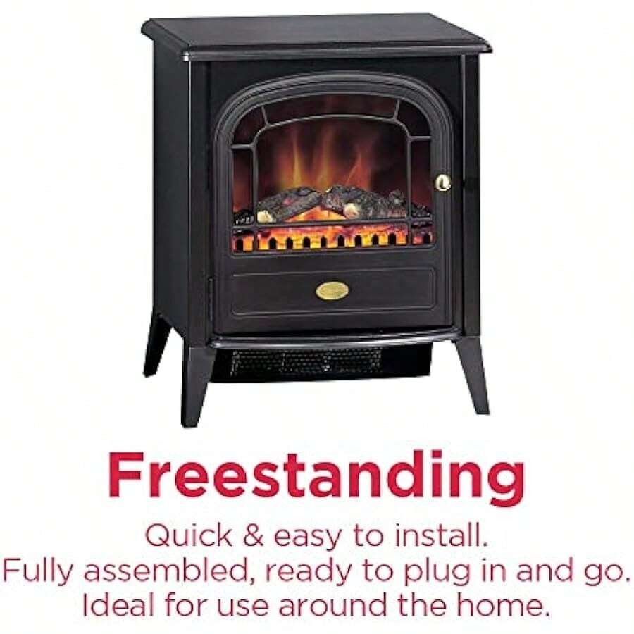 Compact Portable Standing Cast Iron Effect Electric Stove With Artificial Log Fuel Bed Dimplex ...