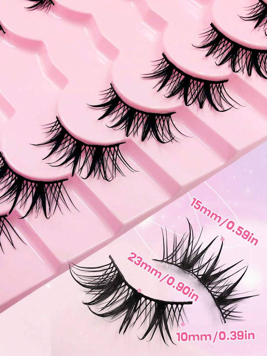 Asiteo 7 Pairs Half Wet Look Eye Lashes With Transparent Stem Natural ...