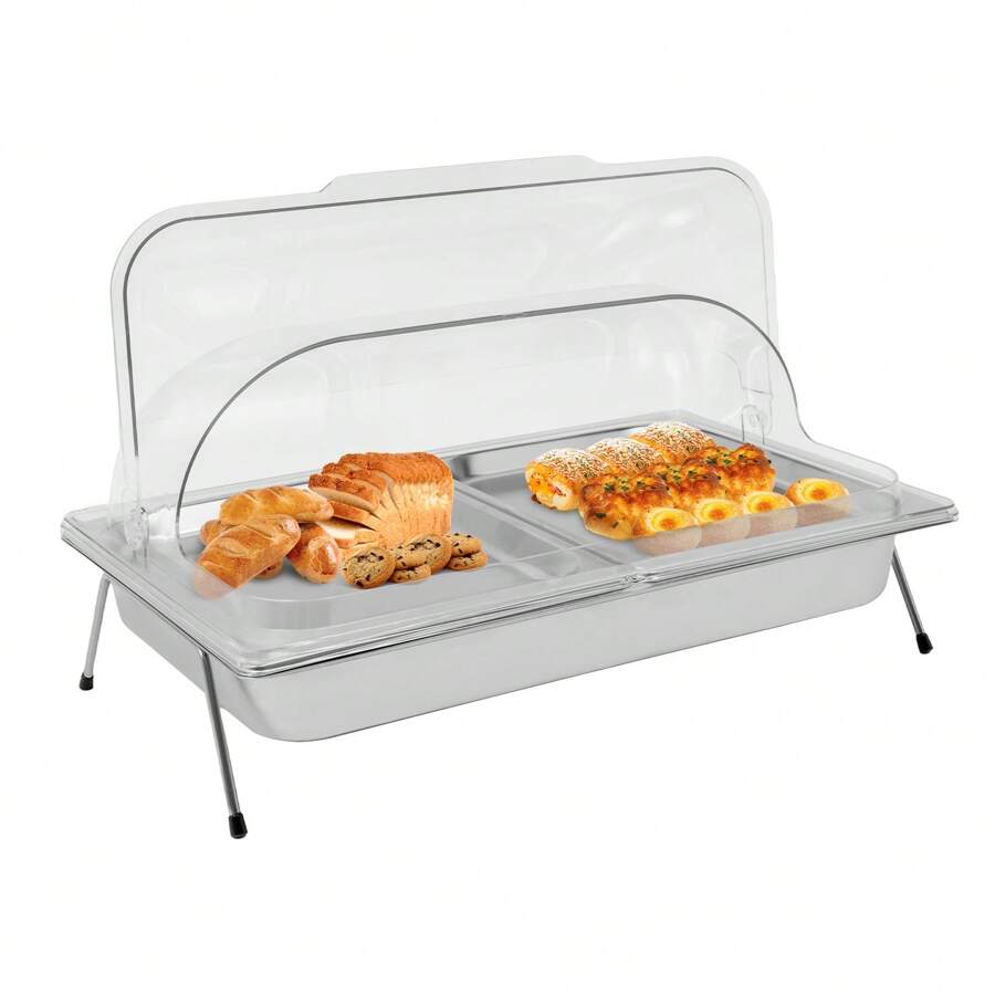Ice Food Serving Display Tray With Clear Roll Top Cover Buffet Cold ...