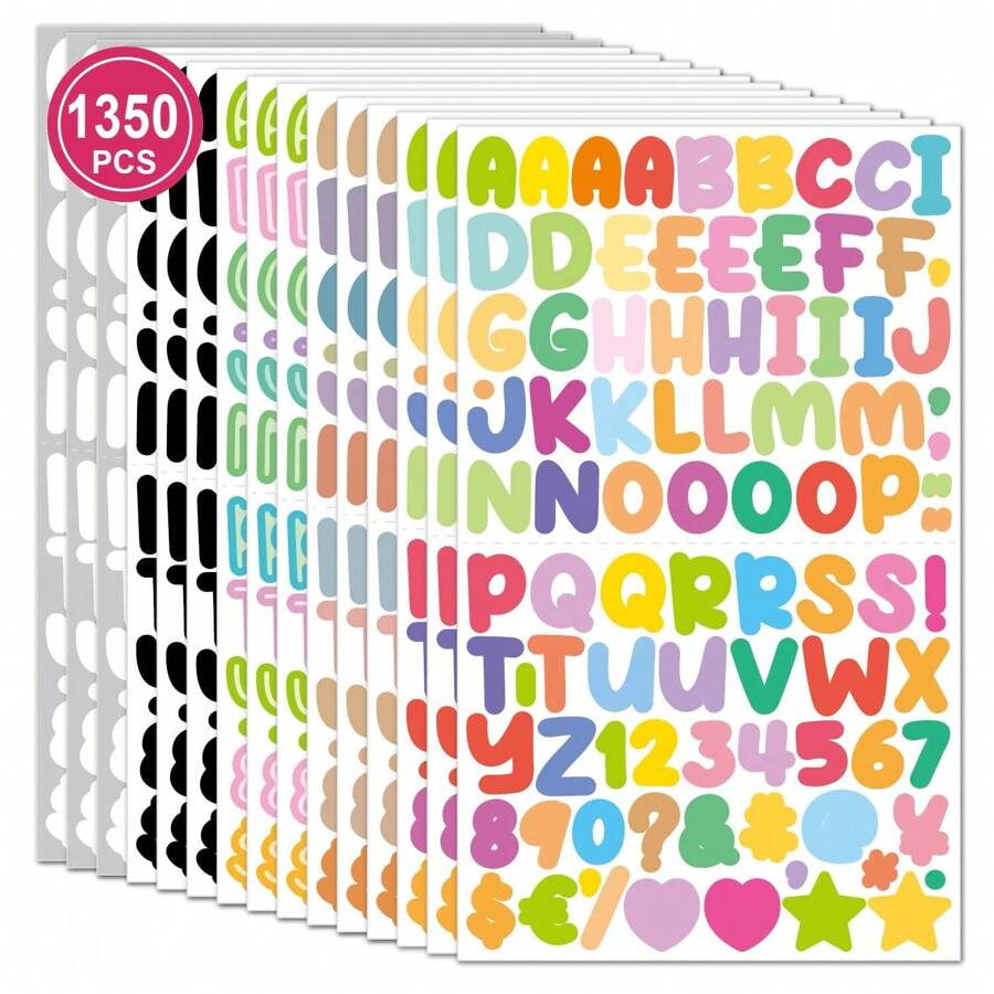 1PC,0.5 Inch Cartoon Letter Sticker Set Of15 1350 Pieces OfHand Book ...