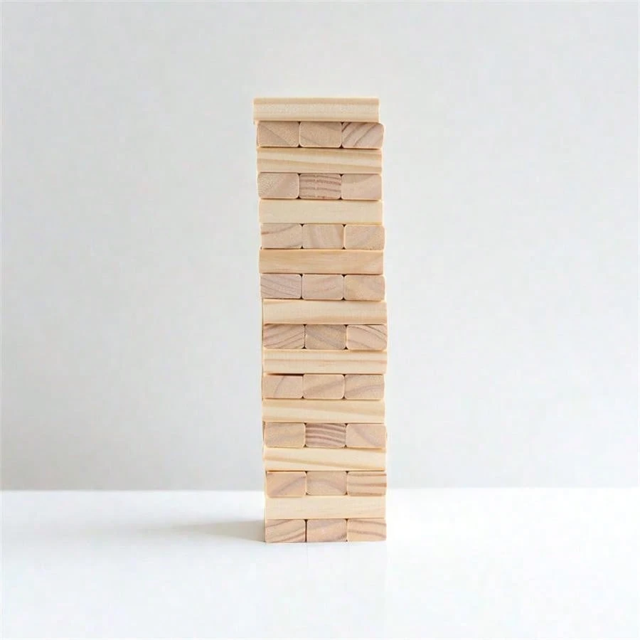 Wooden Blocks Stacking Tumbling Tower Game For Family 54 Pcs Classic ...