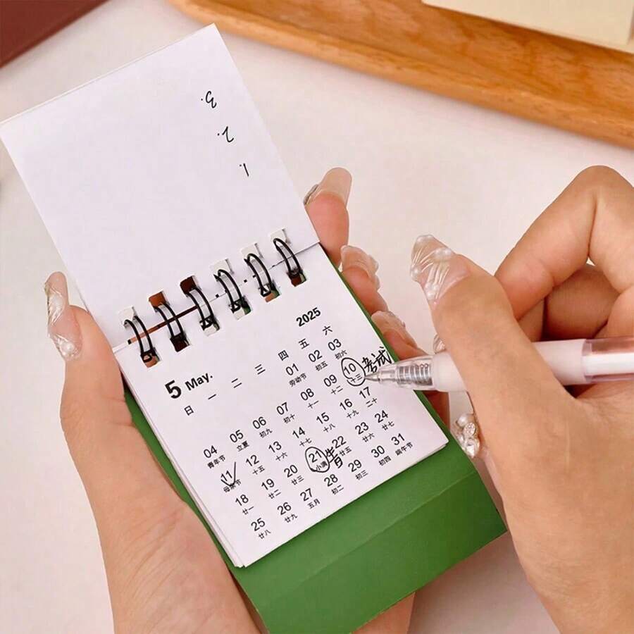 Desktop Calendars 2025 Mini Portable Calendar Desktop Ornament Check-In ...