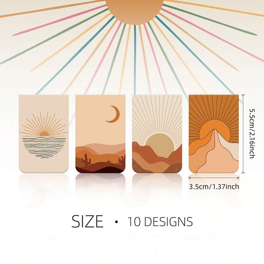 10 Pieces Magnetic Bookmarks Book Markers Sun Magnet Page Markers ...