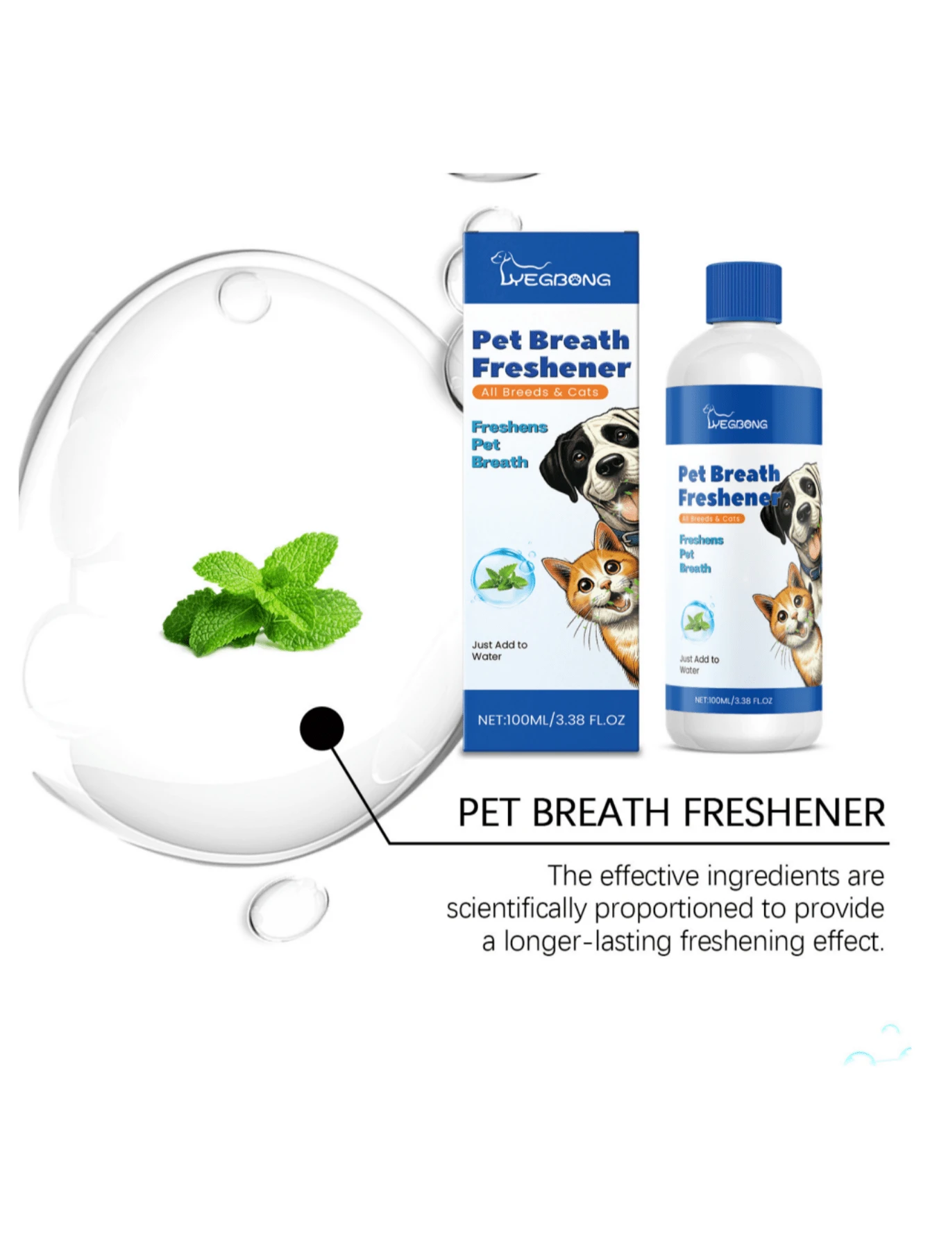 Pet Breath Freshener - Gently Cleans Pets' Oral Cavity, Teeth And ...