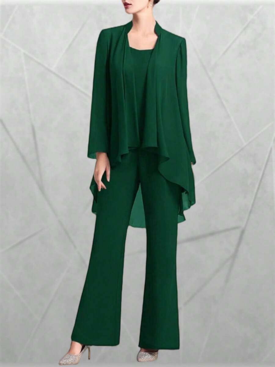 Chic Women's Mother Of The Bride 3 Piece Chiffon Pants Suit Set For ...