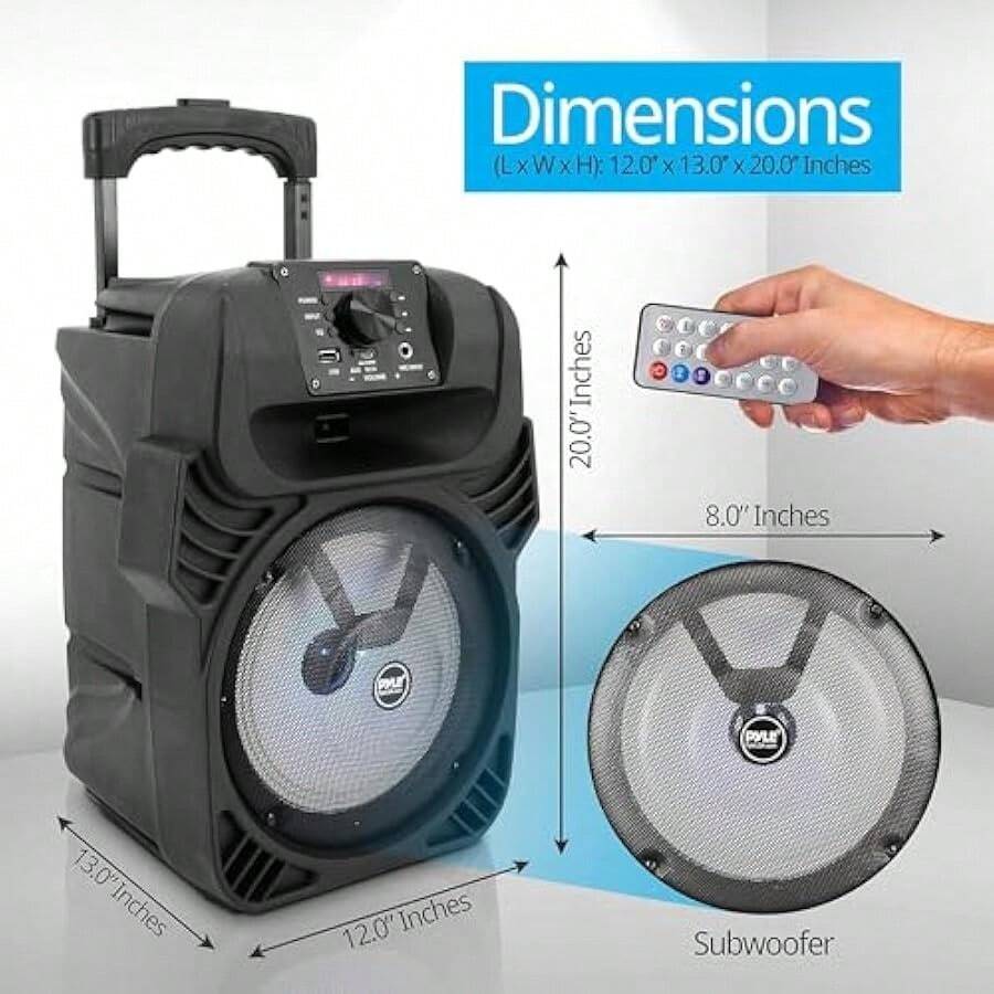 Portable DJ Speaker System 400W PA Loudspeaker 8 Inch Subwoofer USB MP3 ...