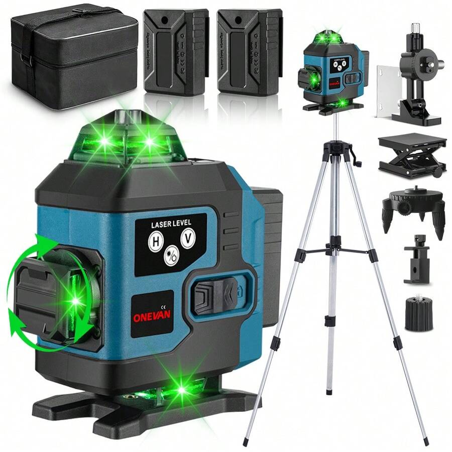 ONEVAN Nivel de espíritu láser 4D de 16 líneas, herramienta de medición y nivelación ...