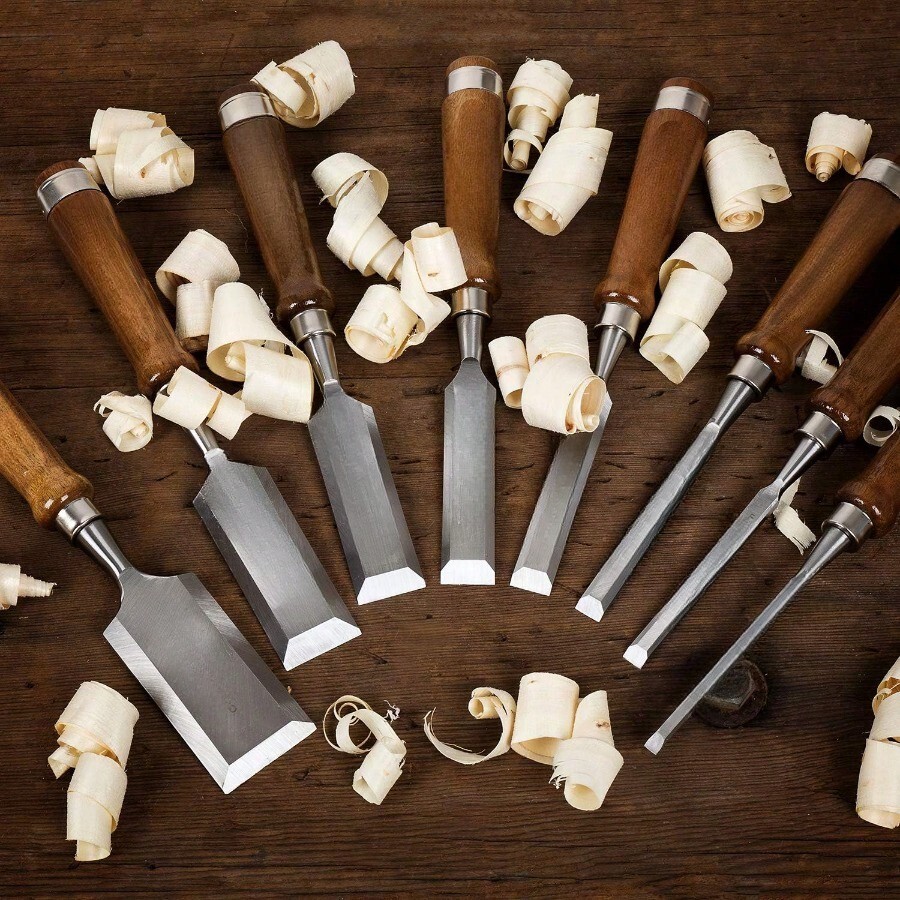 10-Pieces Woodworking Wood Chisel Set With Wooden Box, Honing Guide ...