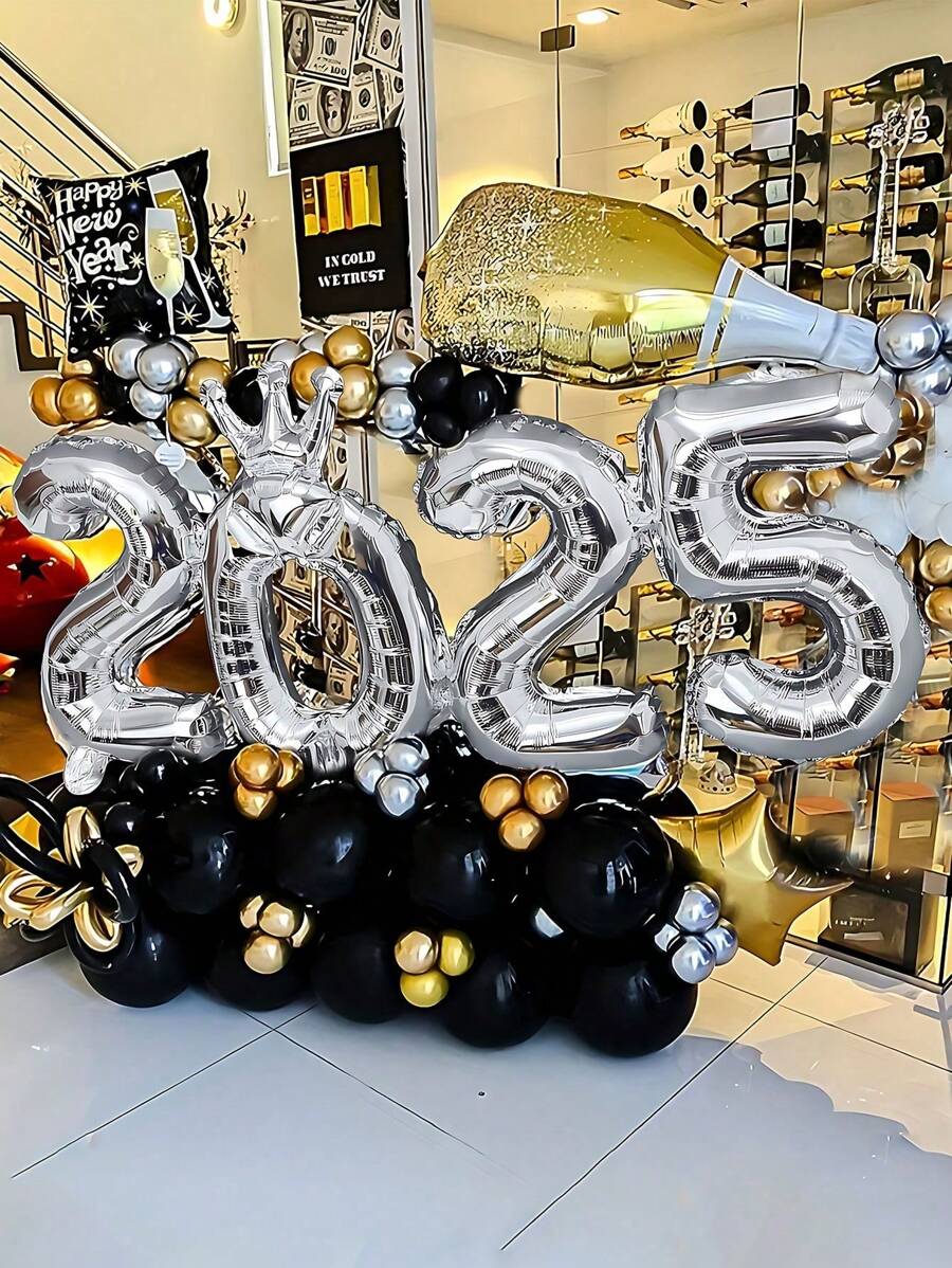 6 piezas - Globos con números de corona 2025 de papel de aluminio para ...