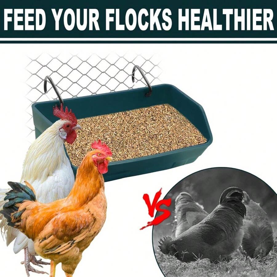 Fence Hanging Chicken Feeder - 4 Pack Feed Trough With Clips For Goat ...